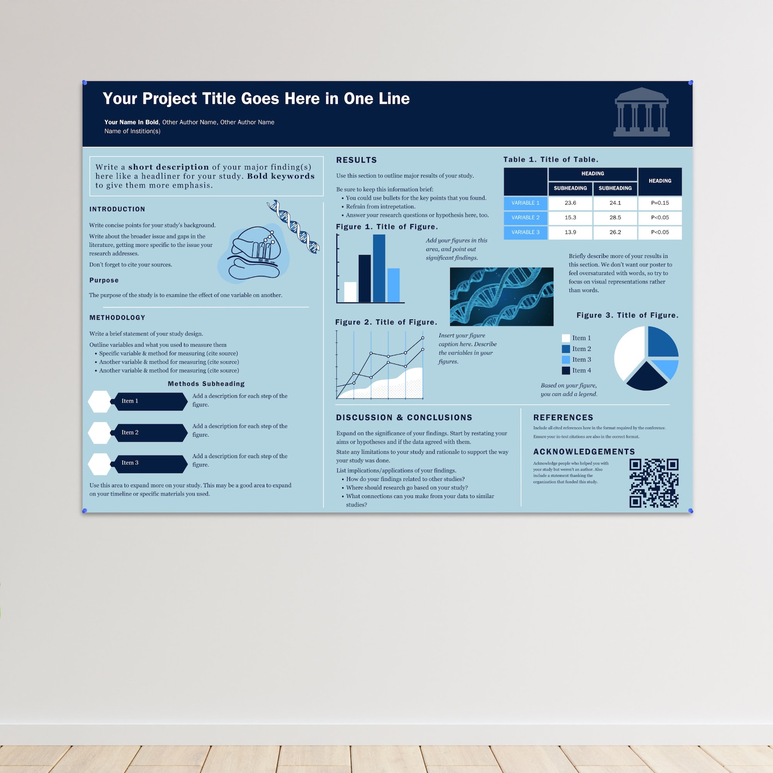 Blue Academic Poster Template A0, Powerpoint Template for Scientific ...