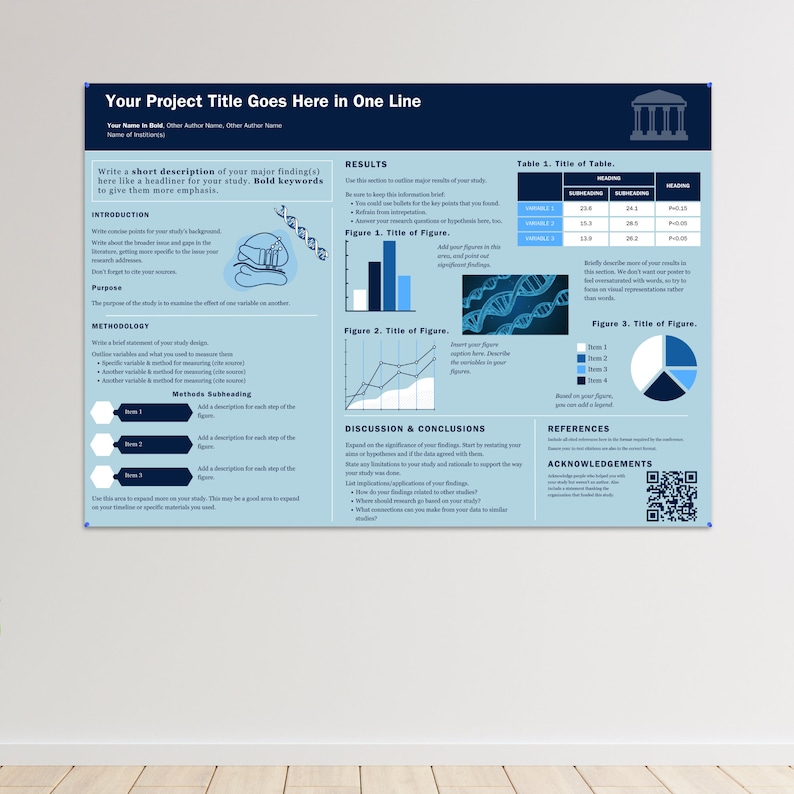 Blue Academic Poster Template, Research Conference (PPTX Digital ...