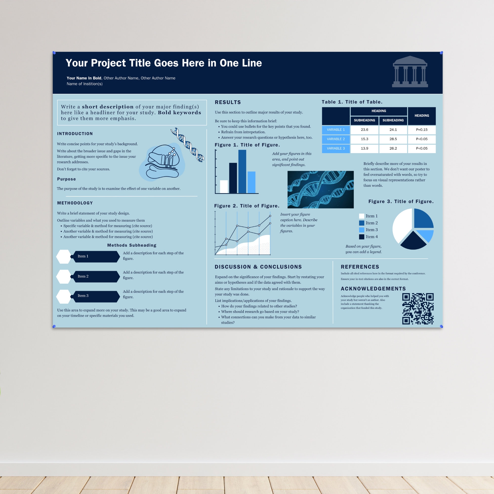 Blue Academic Poster Template A0, Powerpoint Template for Scientific ...