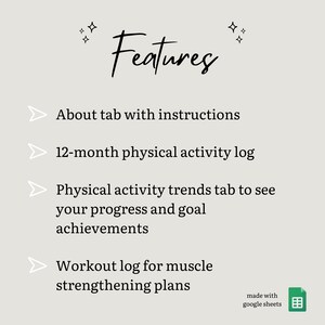 Physical Activity Log & Tracker Google Sheets (digital Download) - Etsy