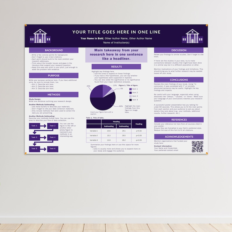 Dark Purple Academic Poster Template A0, Powerpoint Template for ...