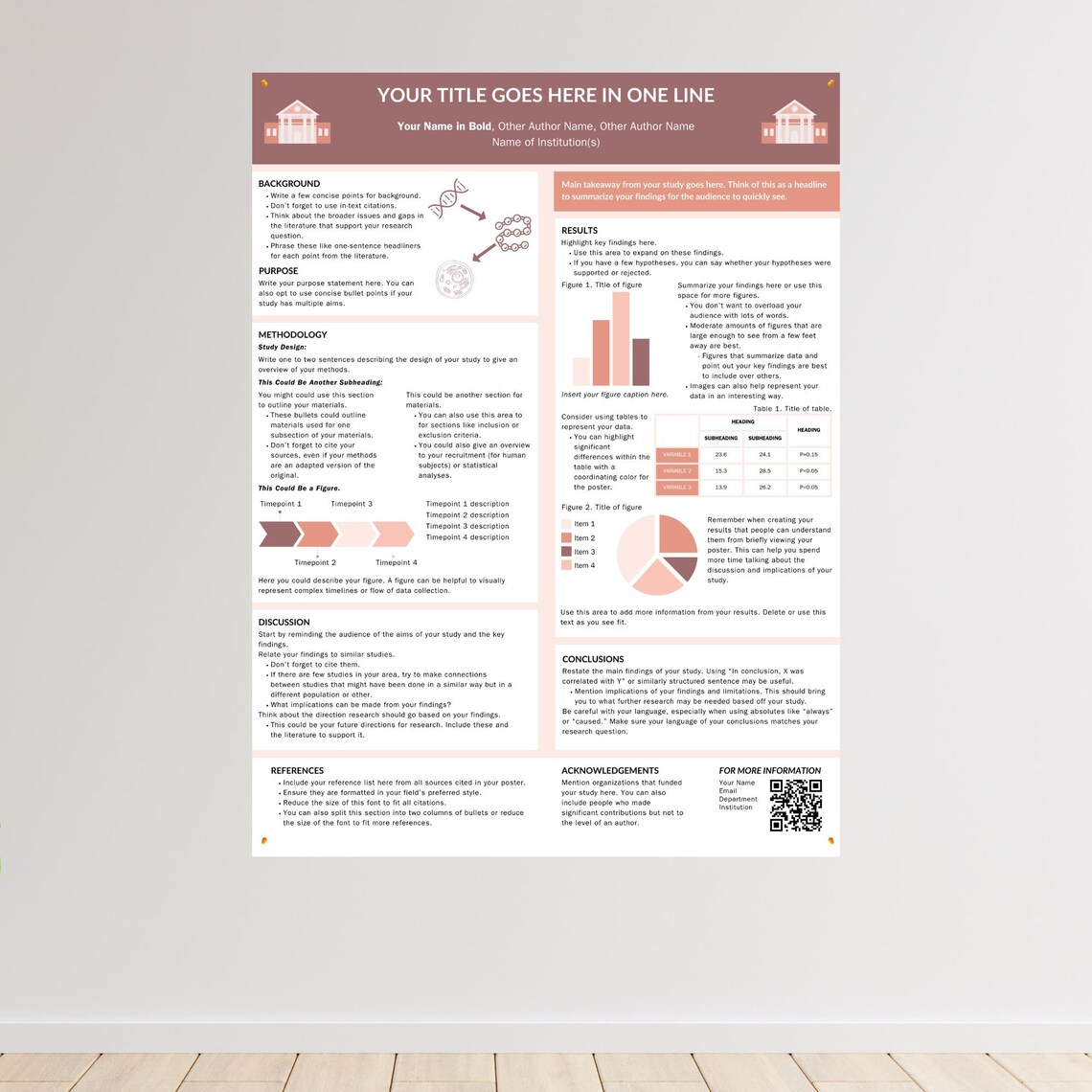 Pink Academic Poster Template, Vertical A0, Powerpoint Template for ...
