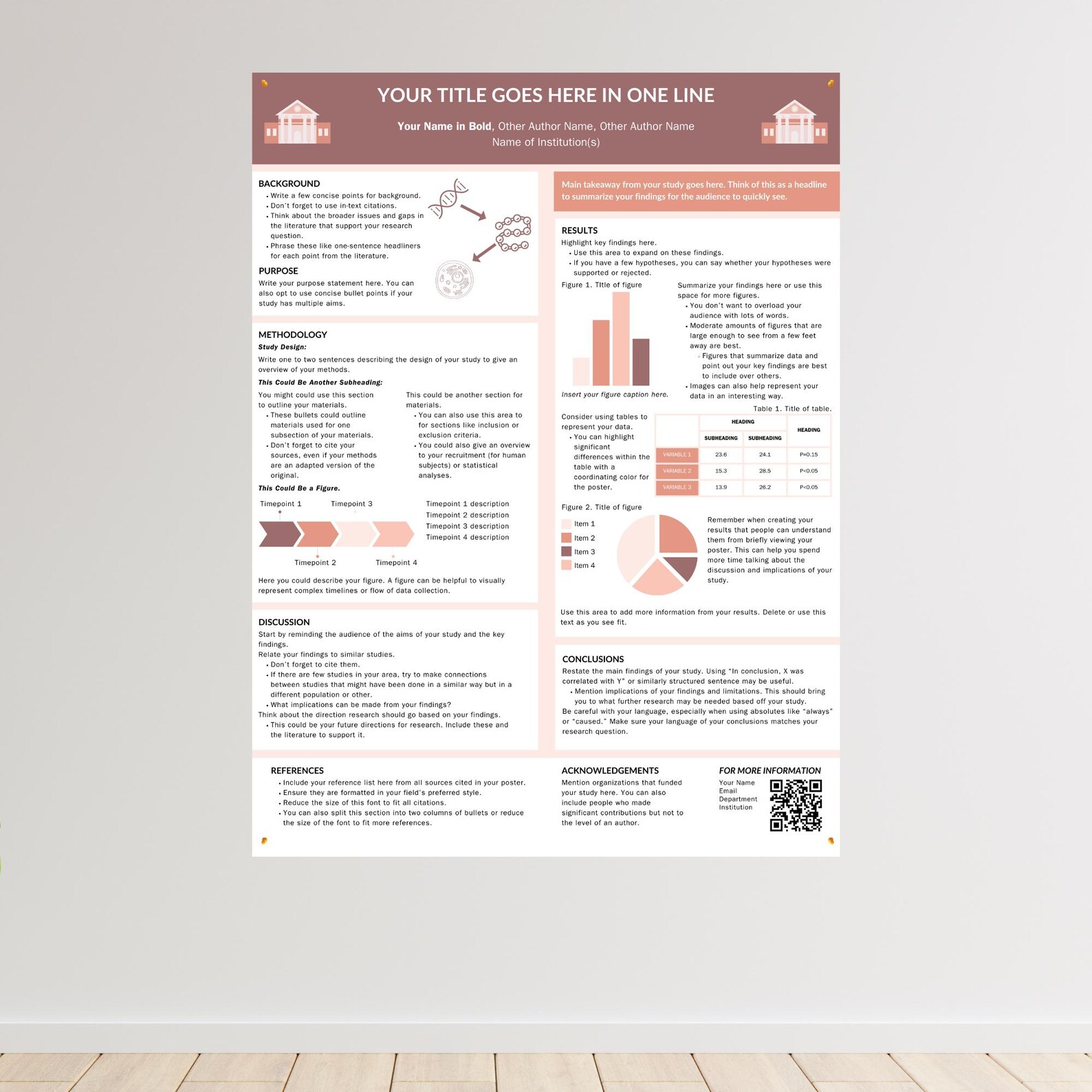 Pink Academic Poster Template, Vertical A0, Powerpoint Template for ...