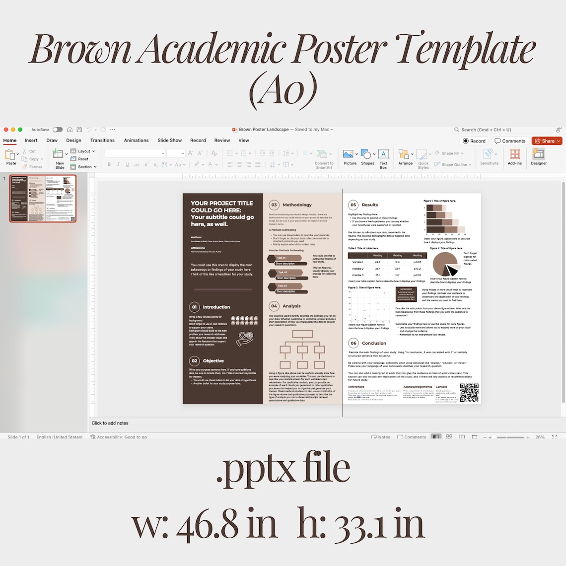 Brown Academic Poster Template, Scientific Conference (PPTX) - Etsy