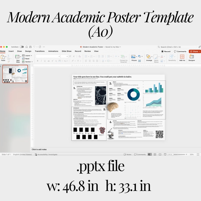 Modern Academic Poster Template A0, Powerpoint Template for Scientific ...