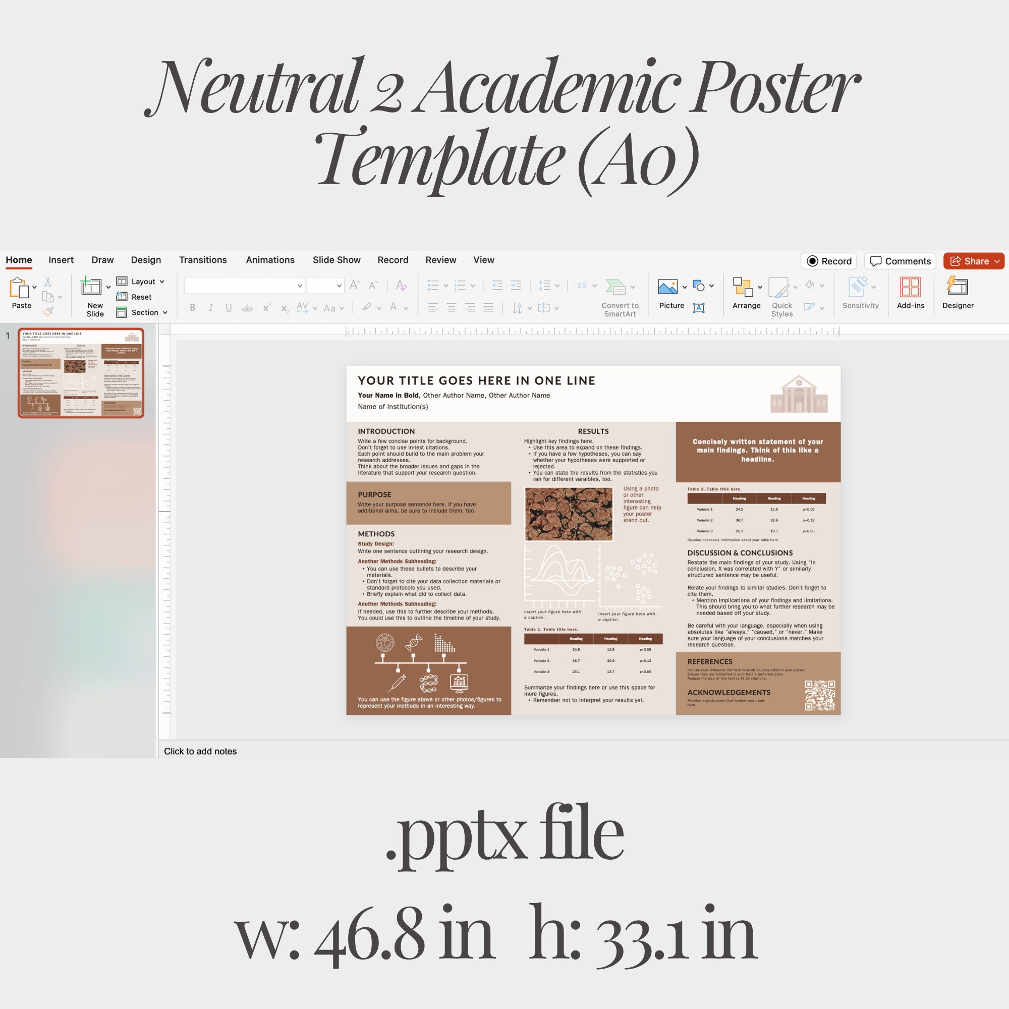Neutral Academic Poster Template, Scientific Conference (PPTX Digital ...