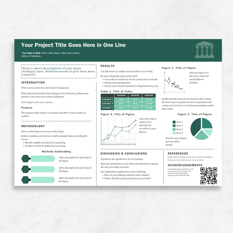 Green Academic Poster Template, Scientific Conference Presentation ...