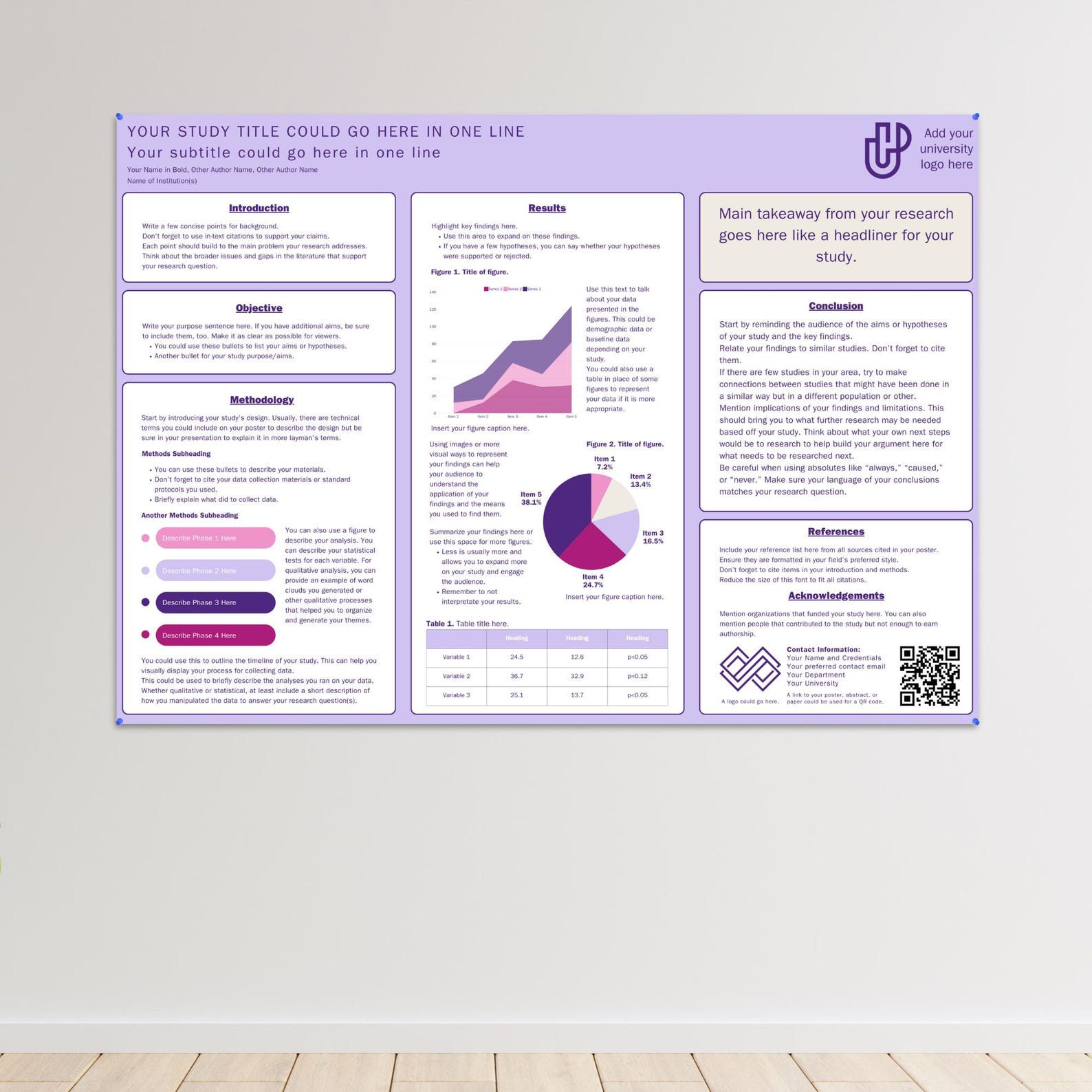 Purple & Pink Academic Poster Template (PPTX) - Etsy