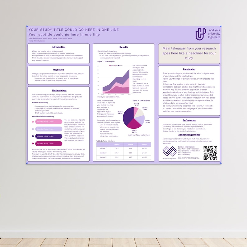 Purple & Pink Academic Poster Template (PPTX) - Etsy