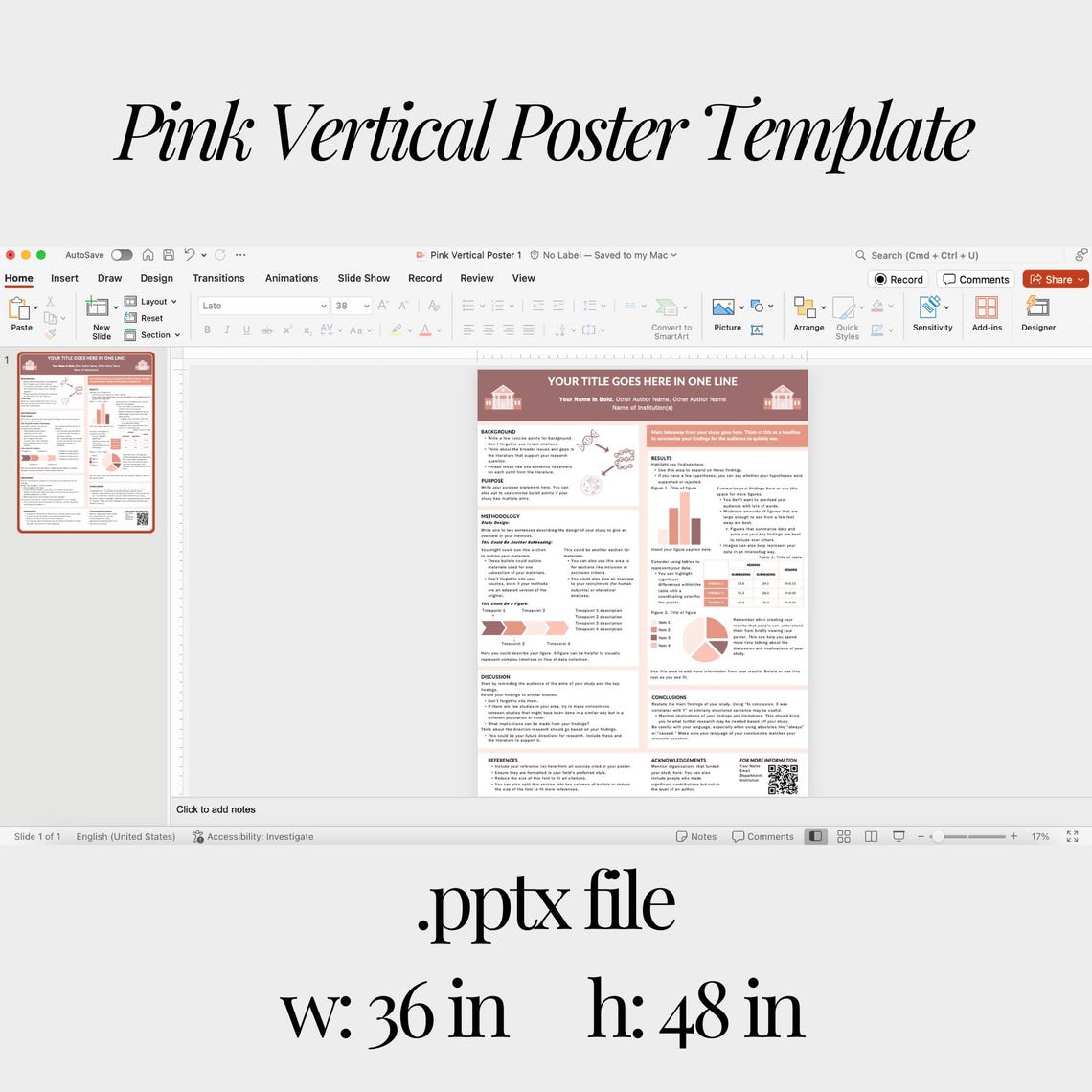 Pink Academic Poster Template, Vertical A0, Powerpoint Template for ...