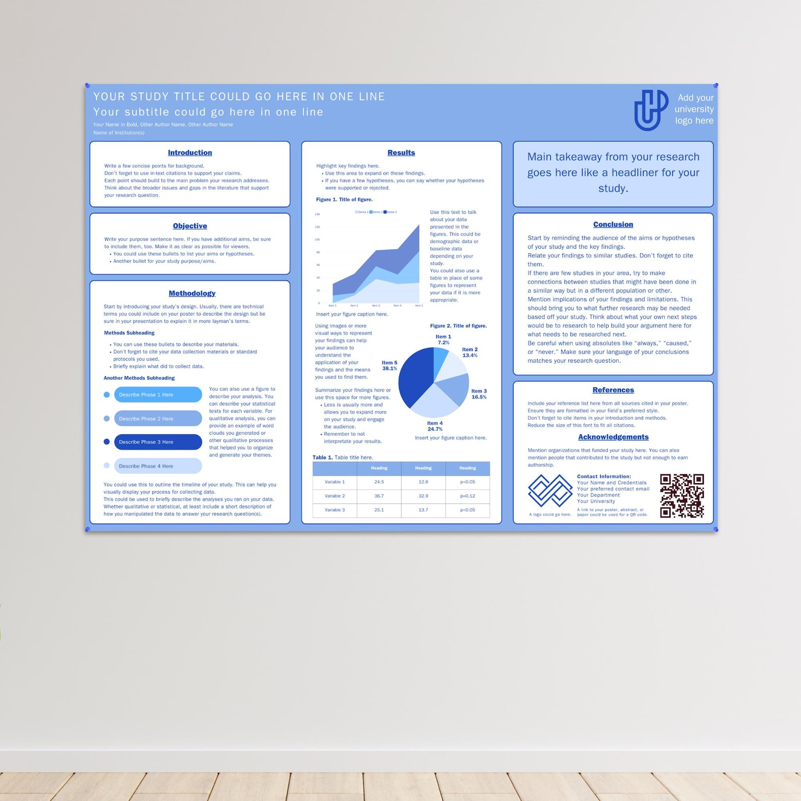 Blue Academic Poster Template, Scientific Conference Powerpoint (PPTX ...