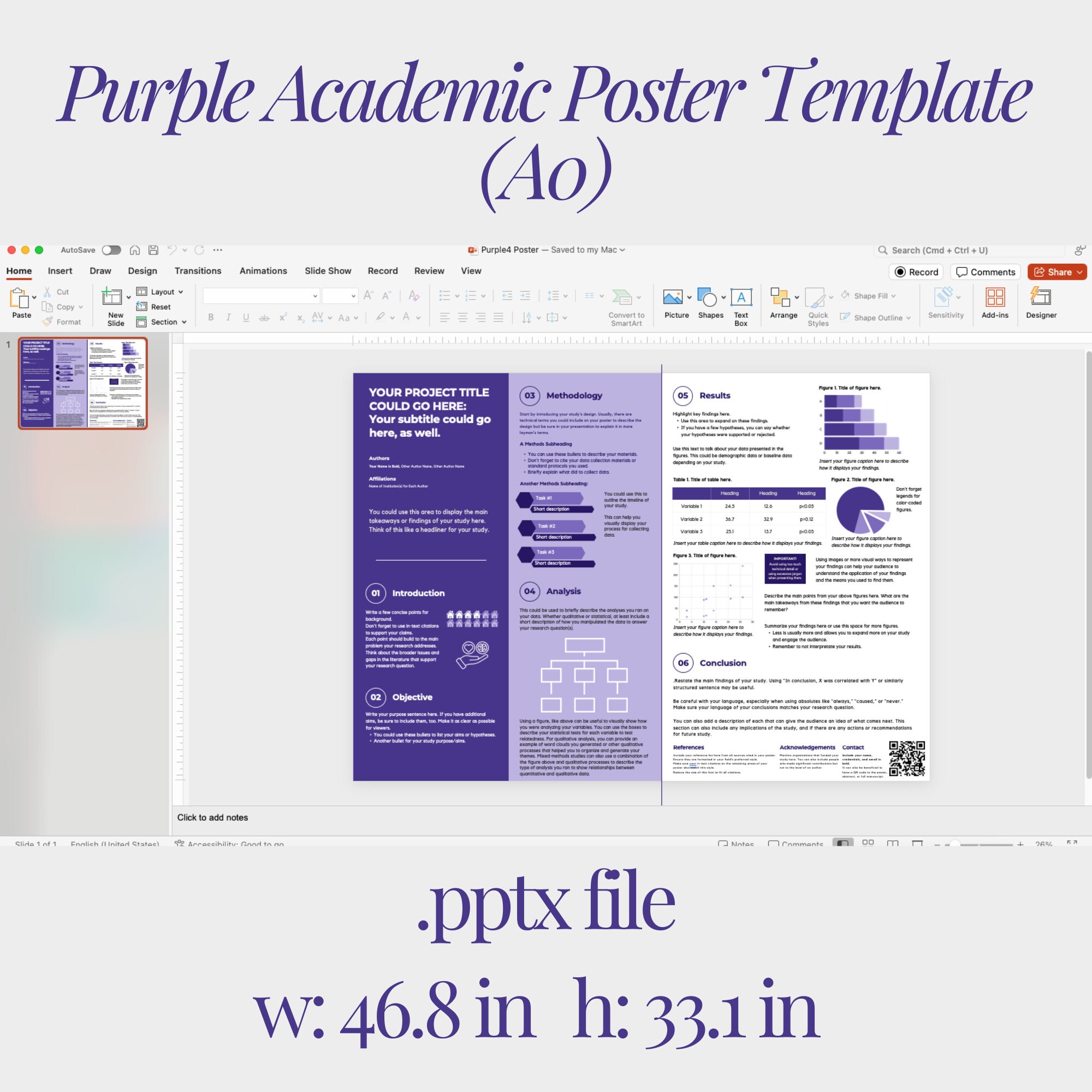 Purple Academic Poster Template A0, Powerpoint Template for Scientific ...