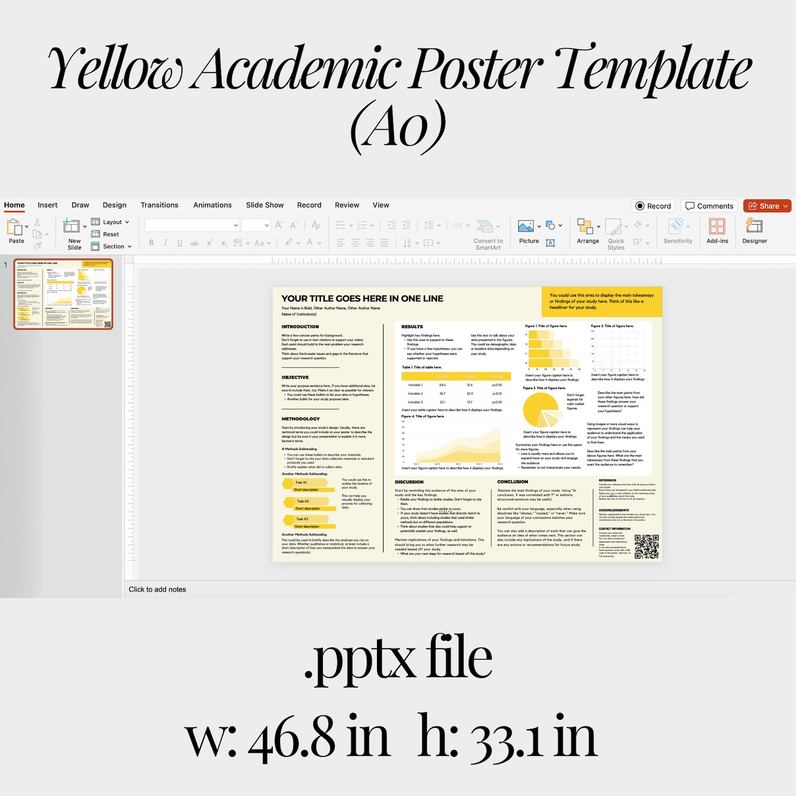 Yellow Academic Poster Template A0, Powerpoint Template for Scientific ...