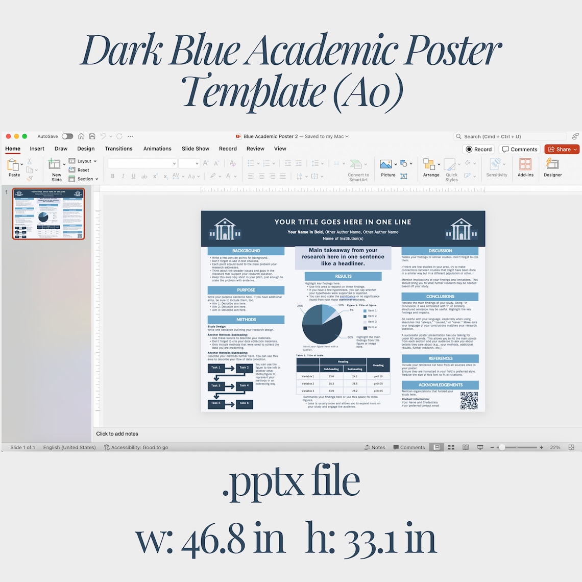 Dark Blue Academic Poster Template A0, Powerpoint Template for ...