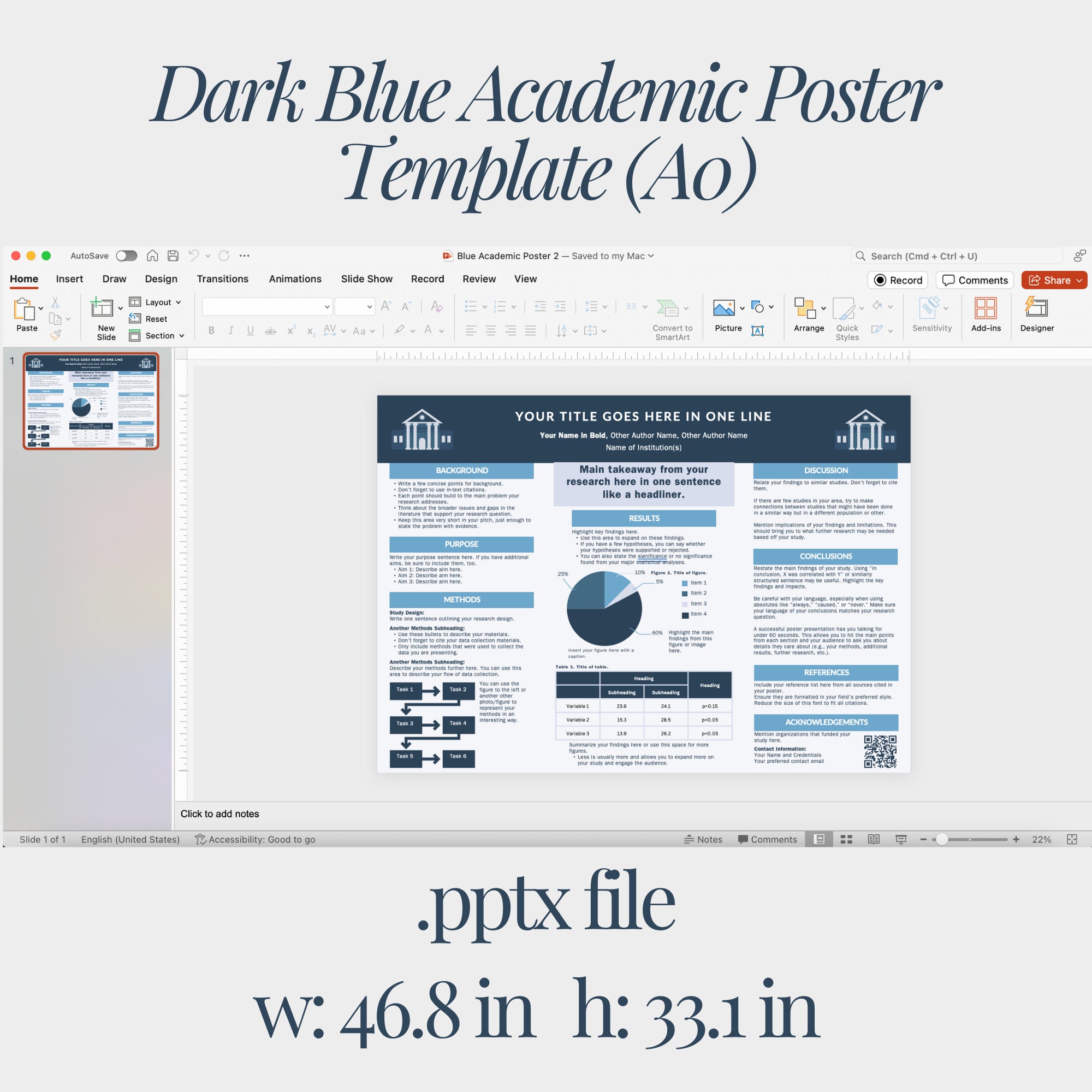 Dark Blue Academic Poster Template A0, Powerpoint Template for ...