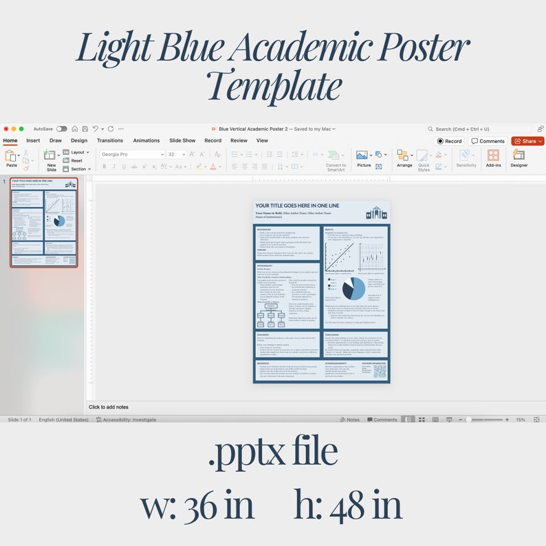 Blue Academic Poster Template A0, Powerpoint Template for Scientific ...