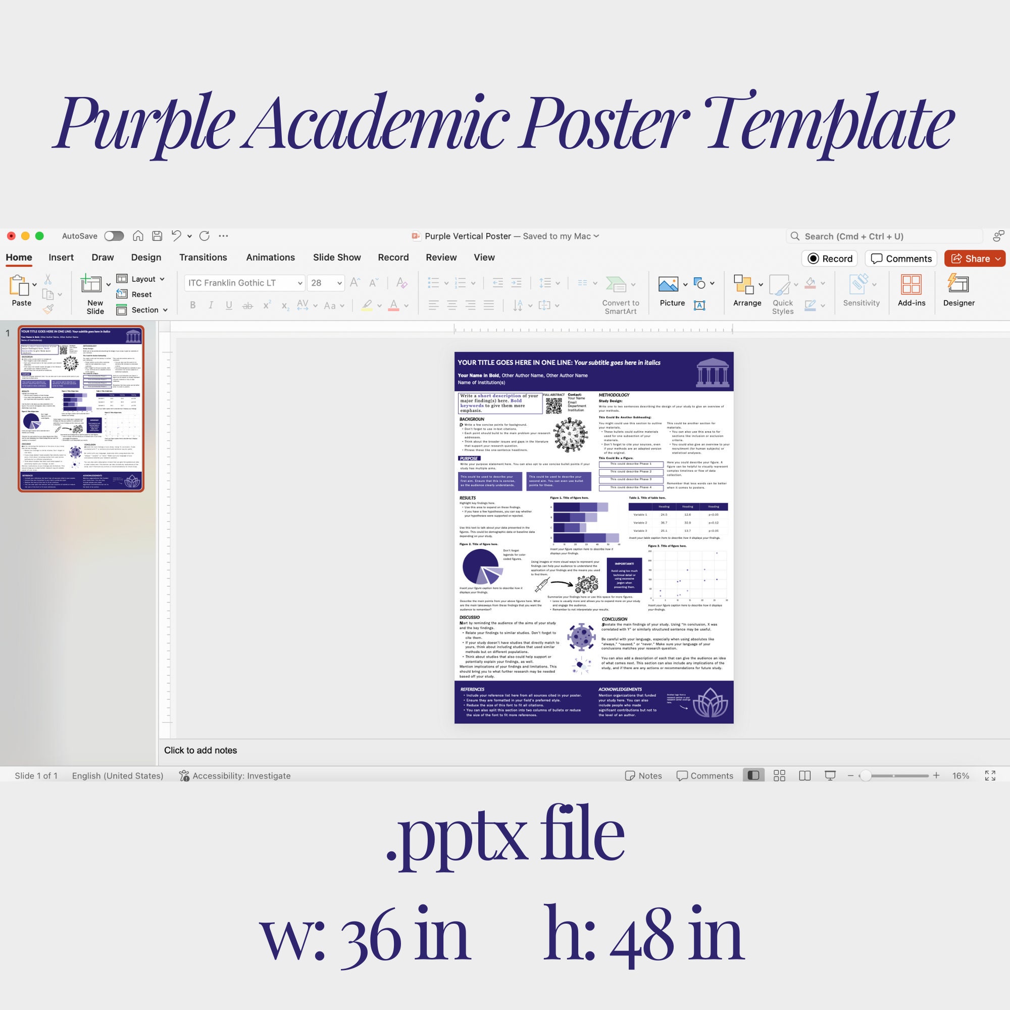 Purple Vertical Academic Poster Template A0, Powerpoint Template for ...