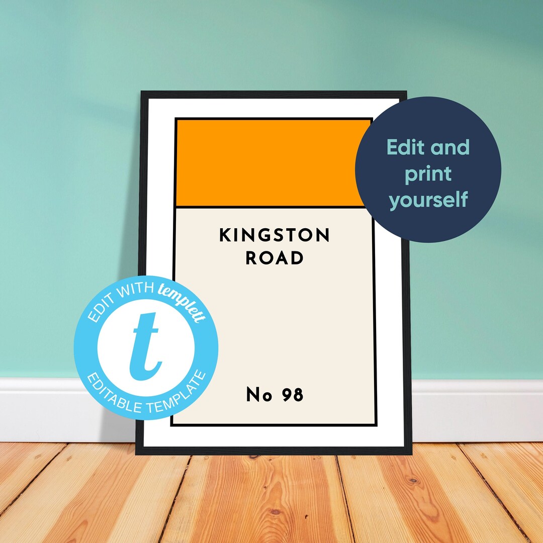 Downloadable Editable Template Monopoly-style Address Poster ...