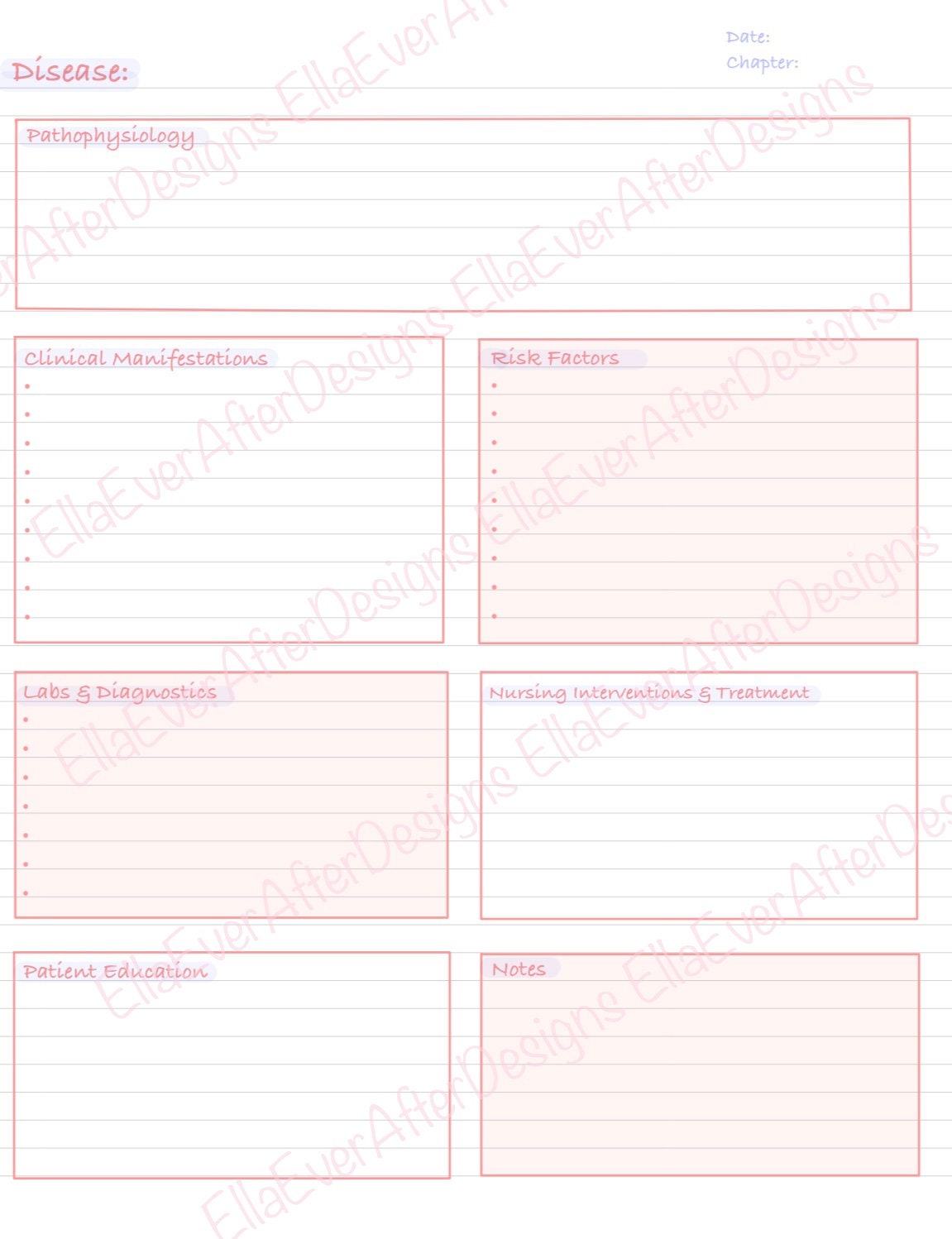 Nursing School Notes Template Printable - Etsy