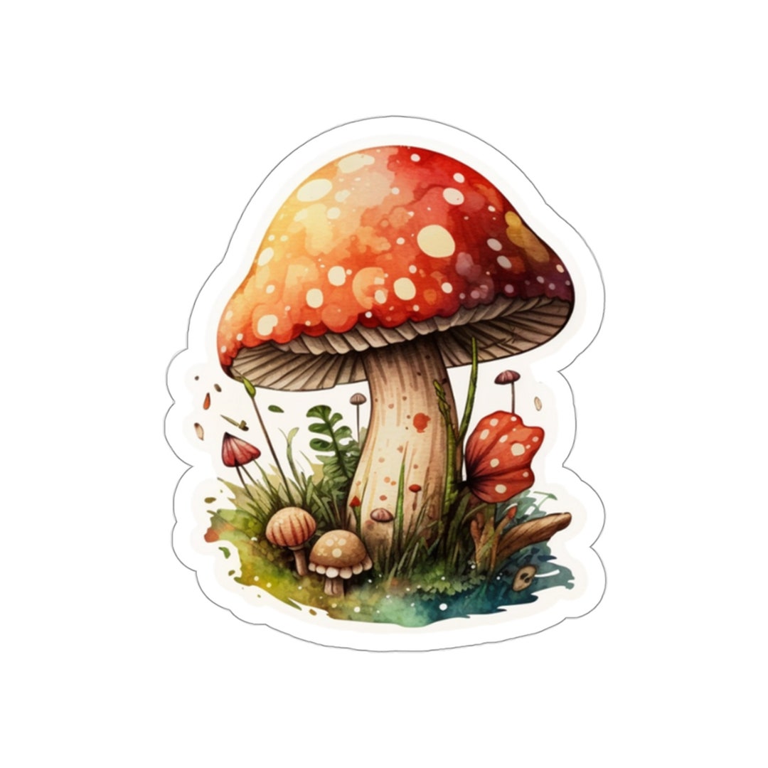 Magic Mushroom Sticker, Watercolor Mushroom Stickers, Laptop Sticker ...