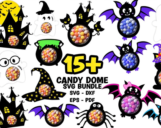 Halloween Candy Dome SVG Bundle, Halloween Candy Holder SVG, Candy ...