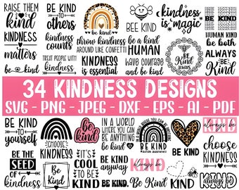 Kindness Svg Bundle, Be Kind Svg, Inspirational Svg, Motivational Svg ...