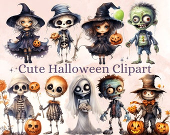 77 Cute Halloween Characters Clipart, Halloween Art for Crafts and ...