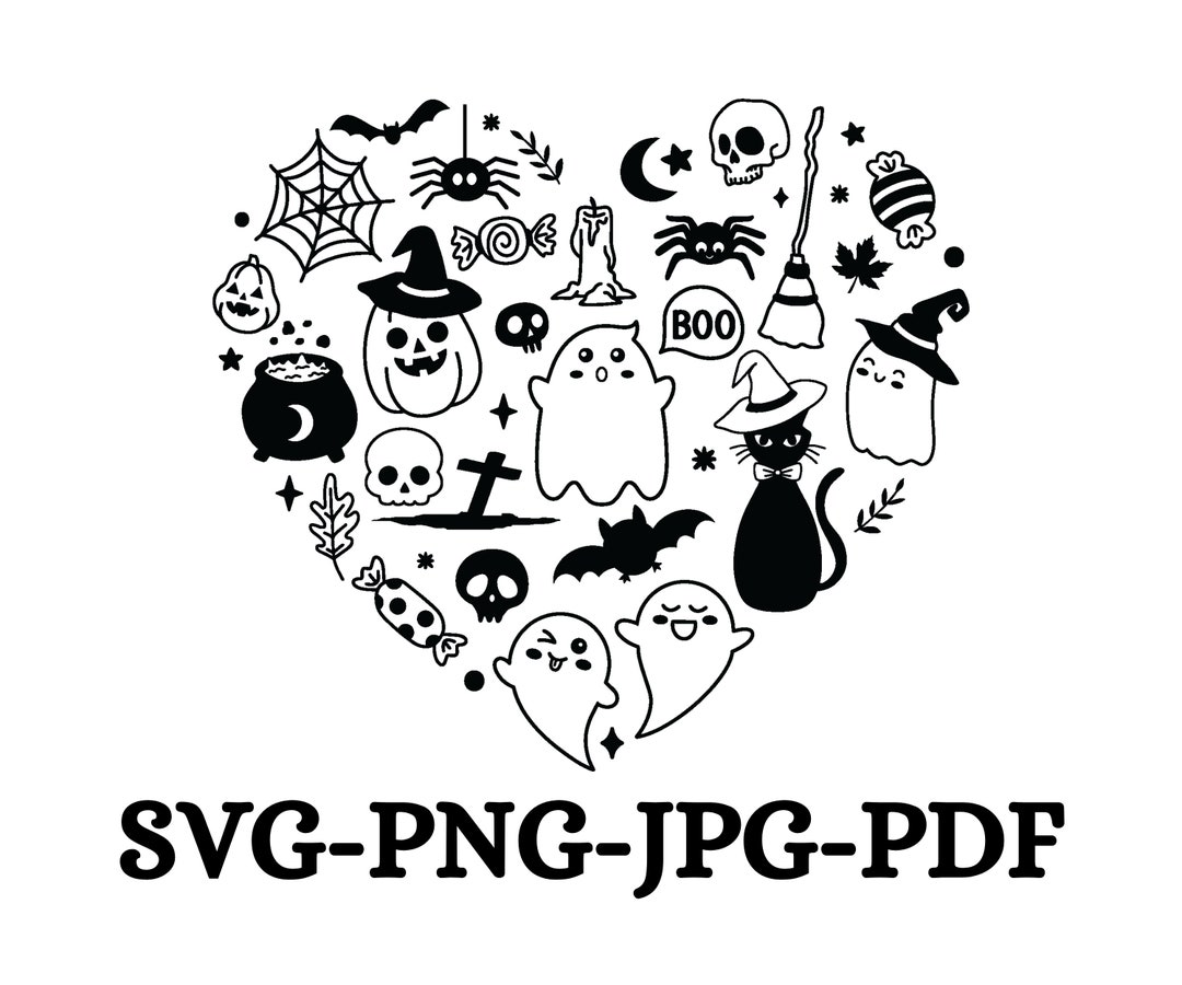 Halloween Ghost Svg, Spooky Season Svg, Kids Halloween Doodle Svg, Bat ...