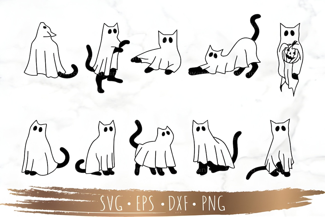 Сute Ghost Cat Svg Ghost Cat Svg Cat Lover Halloween Cat - Etsy