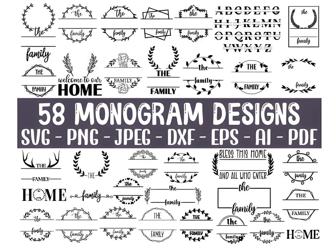 Family Name Monogram Svg Bundle Monogram Pdf Split Monogram - Etsy