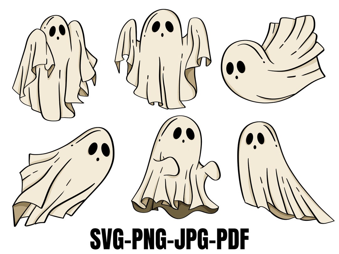 Cute Ghosts Bundle SVG, Ghost Silhouette, PNG, Vector, Commercial Use, Digital Download, Bundle ...