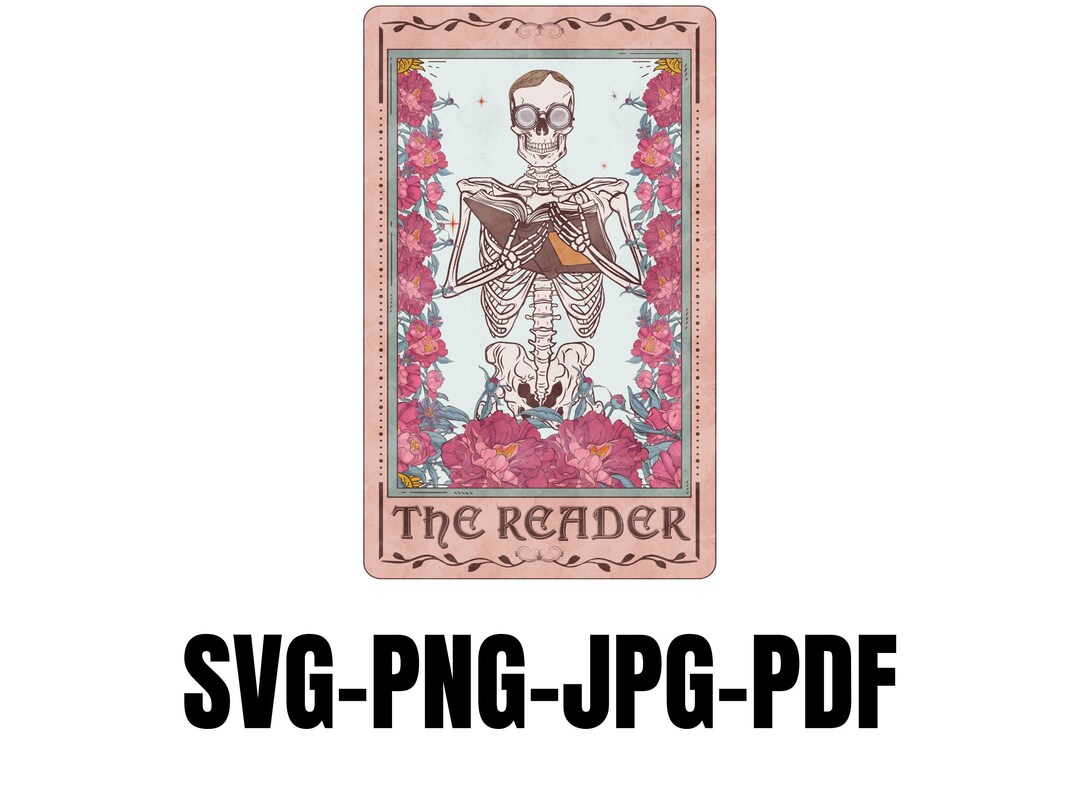 The Reader Tarot Card Svg, Skeleton Reading Svg, the Reader Png, Book ...