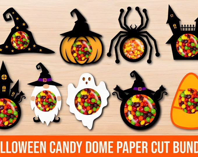 Halloween Candy Dome SVG Bundle, Halloween Candy Holder SVG, Candy ...