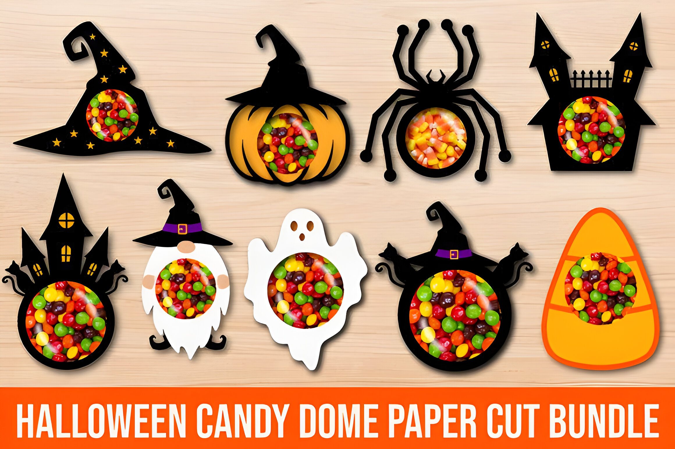Halloween Candy Dome Bundle Svg, Halloween Candy Holder Svg, Candy ...