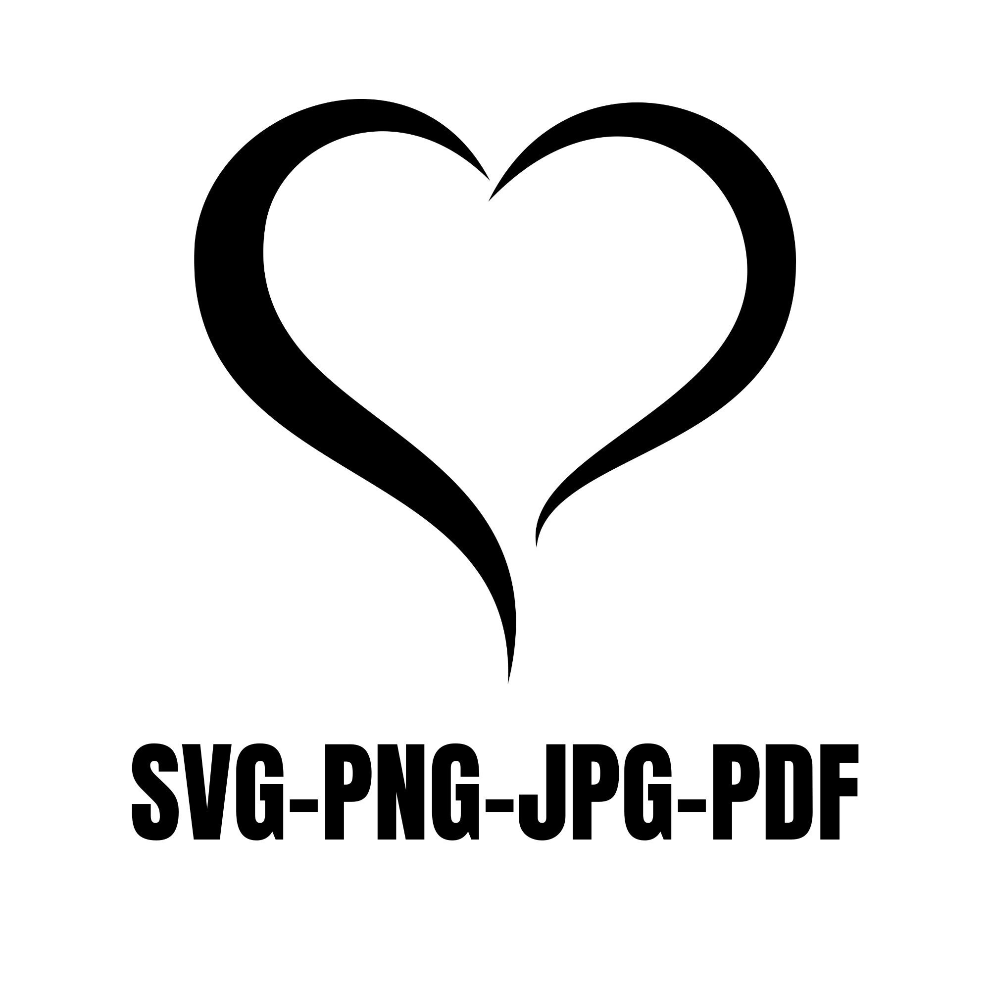 Open Heart Svg, Heart Outline Png, Heart Silhouette, Digital Download ...