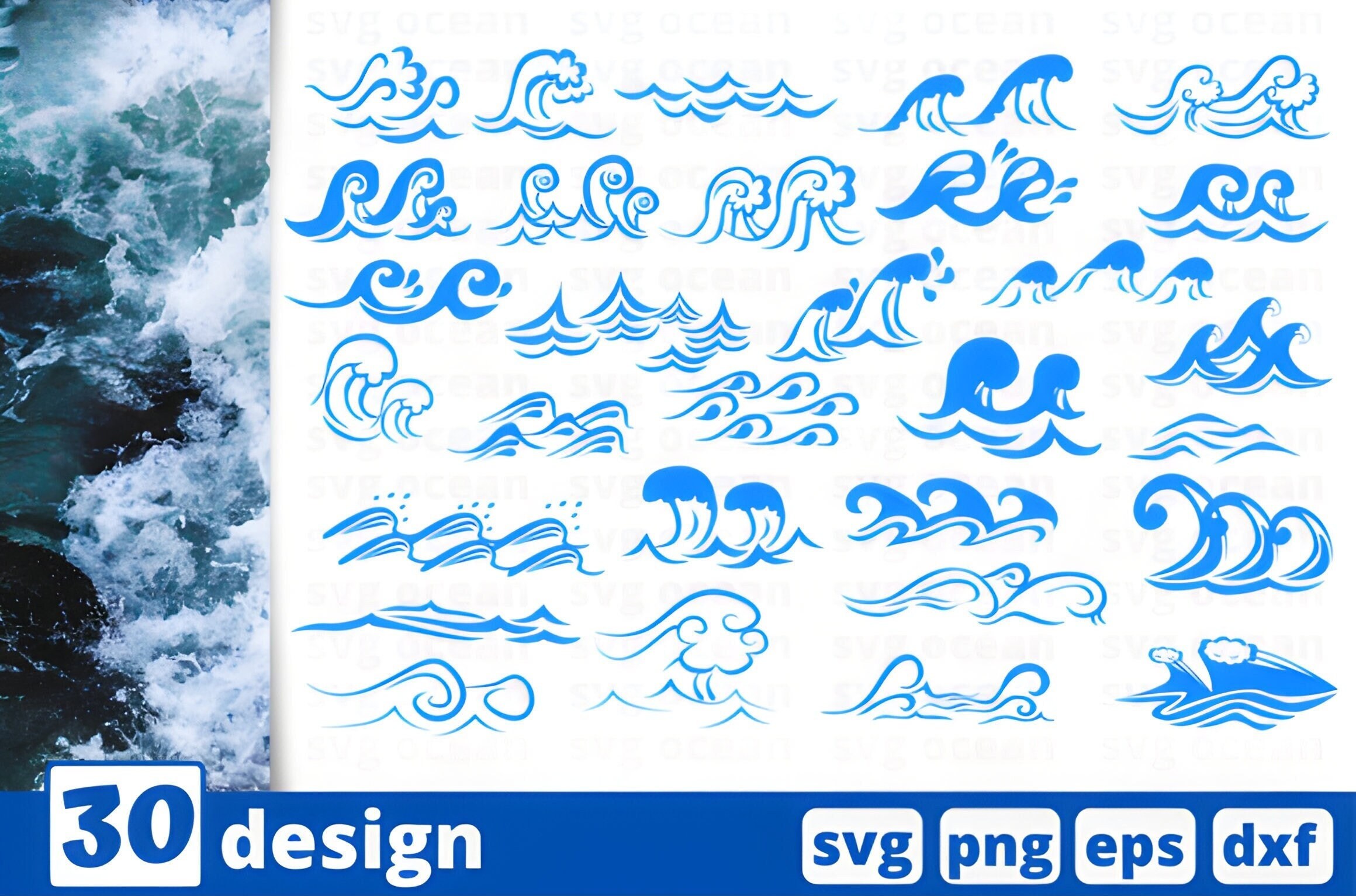 WAVE Svg Bundle, Wave Svg Cut Files for Cricut, Wave Clipart, Waves Svg ...