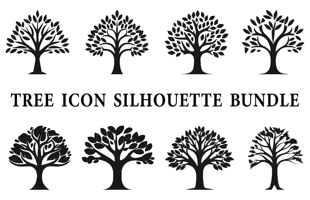 Tree Silhouette Svg Bundle, Tree Cut Files for Cricut, Forest Svg Files ...