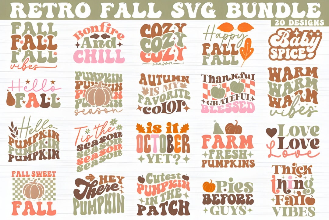 Retro Fall Bundle Svg, Autumn Svg, Hello Fall Cozy Pumpkin Season ...