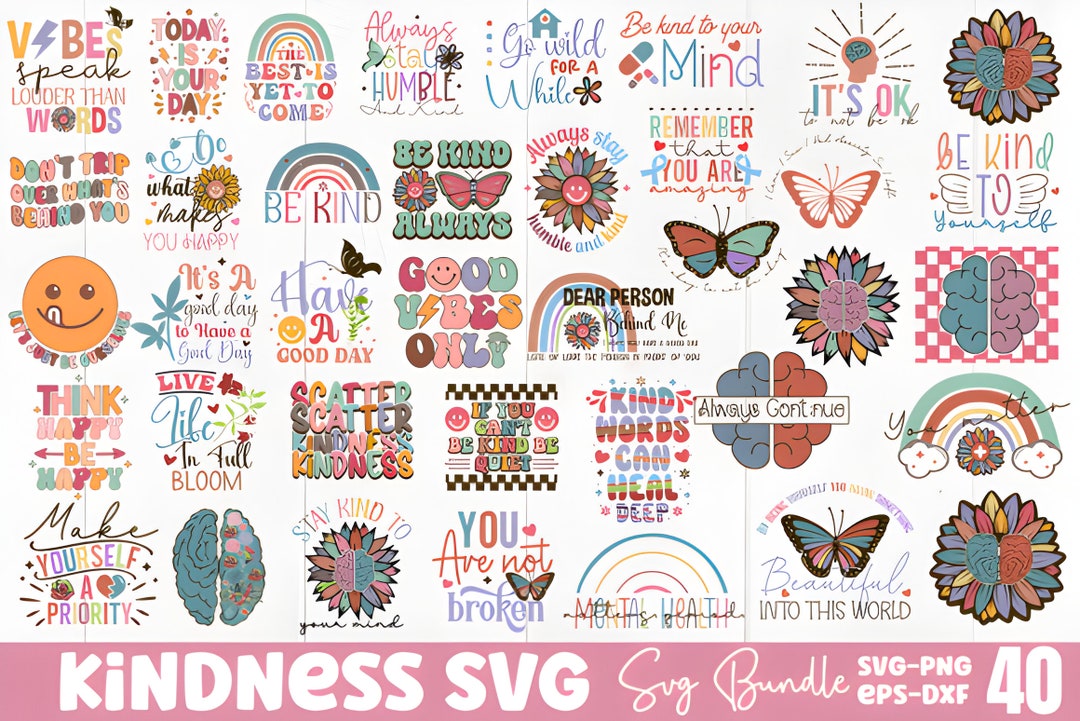 Boho Mental Health Bundle, Retro Inspirational Quotes, Positive Daily ...