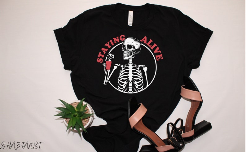 Halloween Staying Alive SVG, Skeleton Coffee Svg, Coffee Skull Png ...