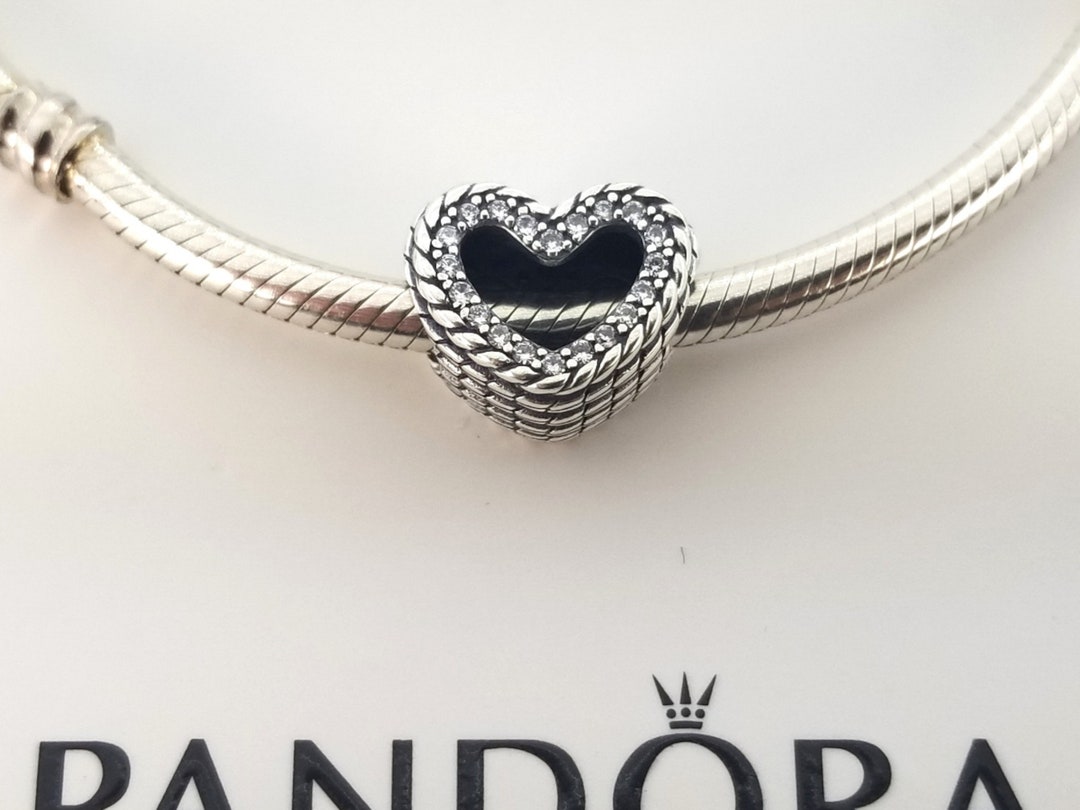 S925 Silver Snake Chain Pattern Open Heart Charm for Pandora Bracelet ...