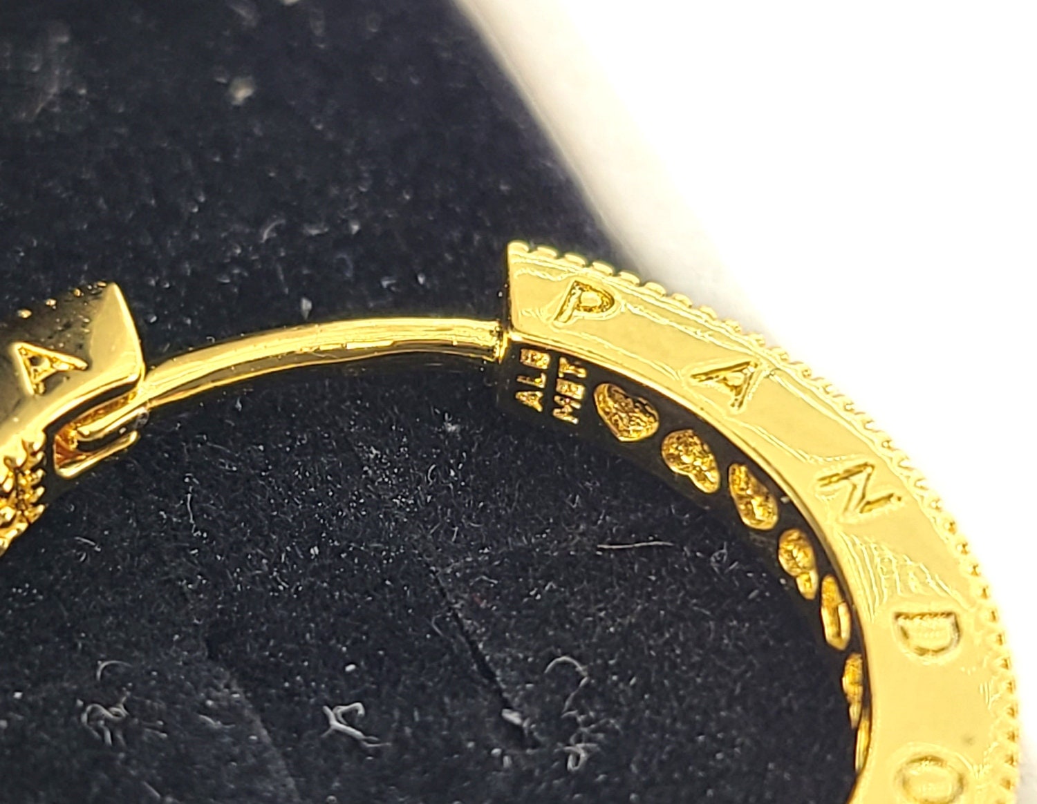 Pandora 14K Gold Plated Signature Logo & Pavé Hoop Earrings W/box - Etsy