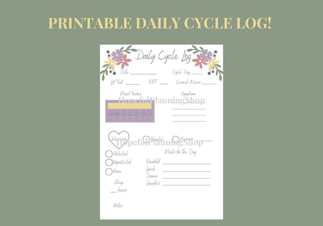 Printable Daily Cycle Log, Trying to Conceive, Hormone Health - Etsy