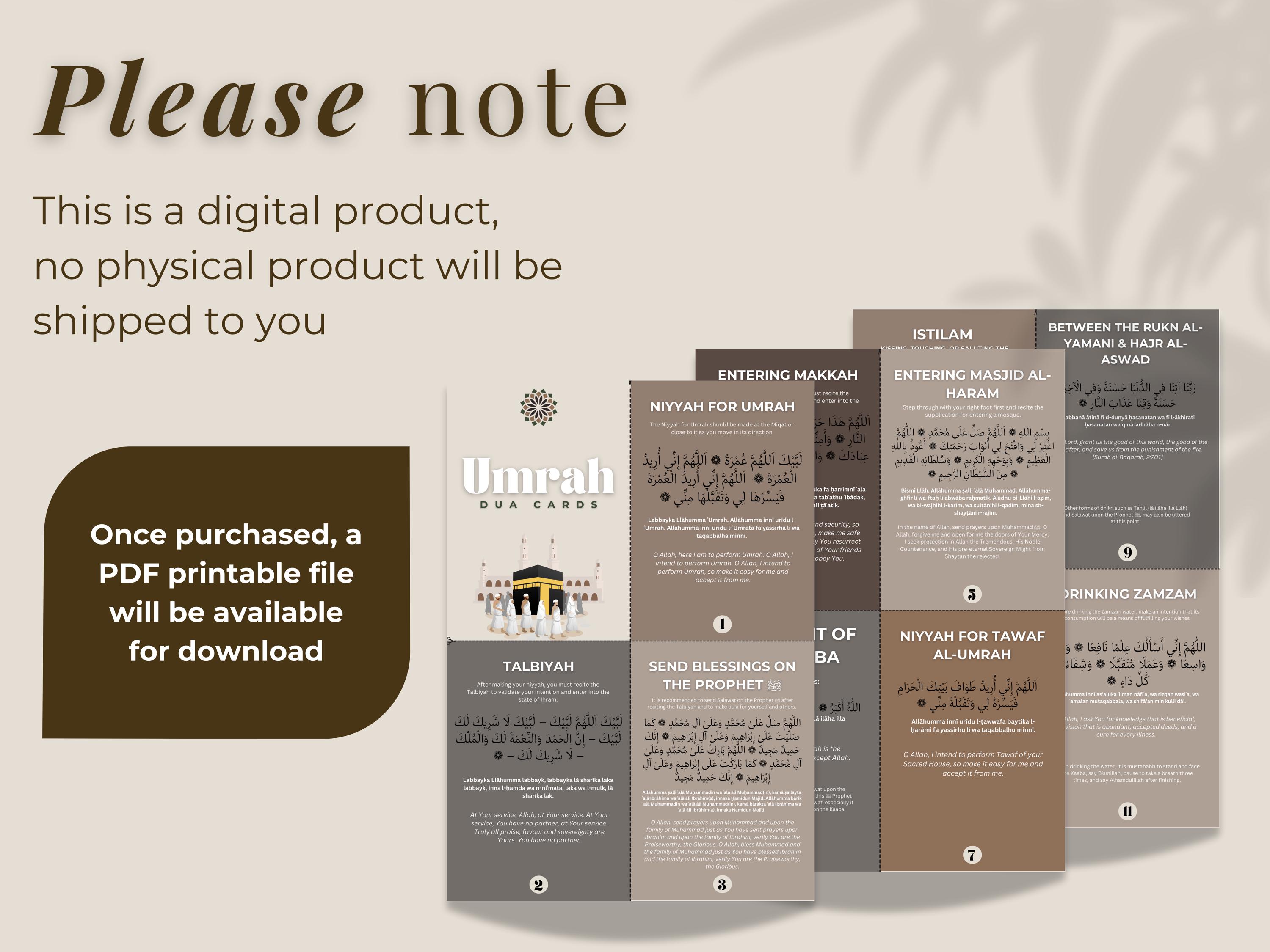 Umrah Duas Printable, Umrah Cards, Dua Cards Printable, Umrah Duas ...