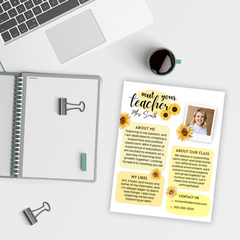 Meet the Teacher Editable Sunflower Themed Template, Teacher Finds ...
