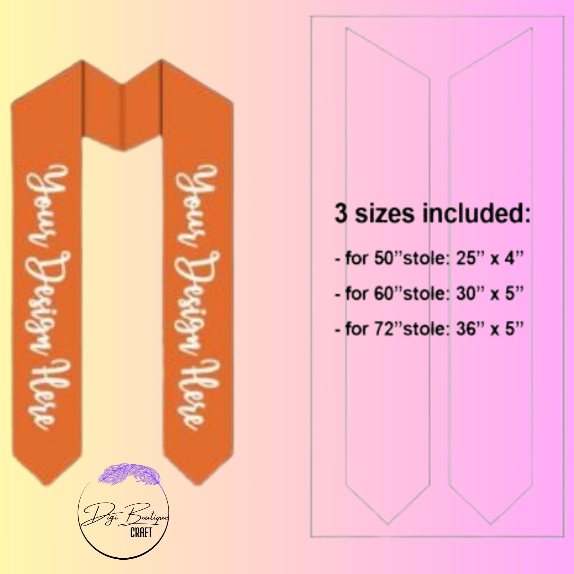 Graduation Stole Template , Customizable Graduation Stole Template ...