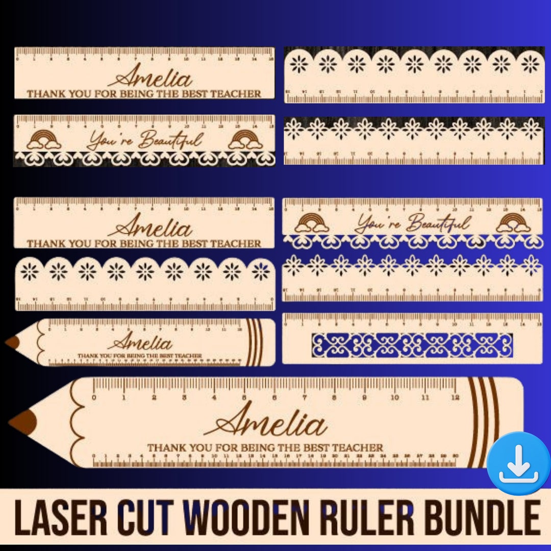 Laser Cut Wooden Ruler Bundle Teacher Wooden Ruler Laser Cut Files ...