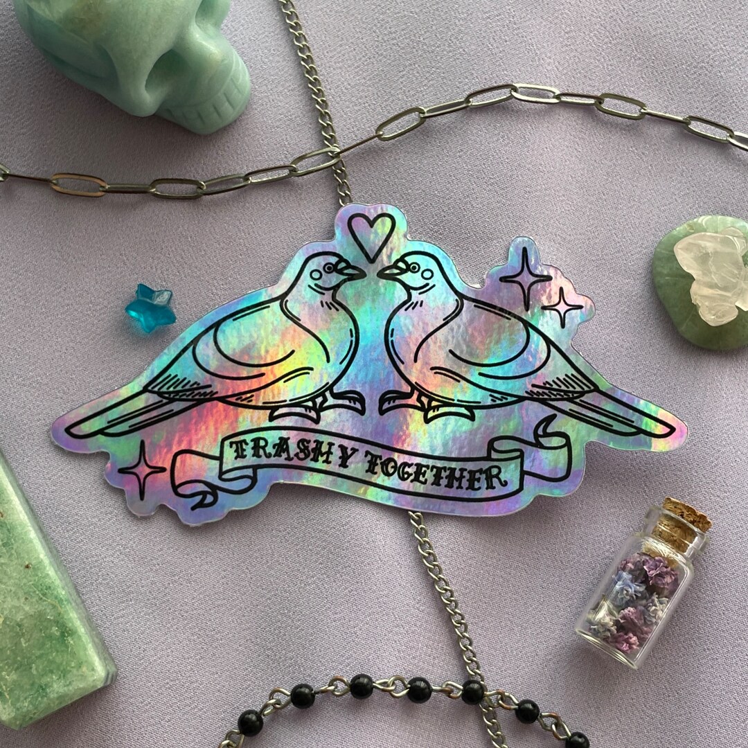 4" Holographic Pigeon Soulmates Sticker - Rainbow Decal for Water ...