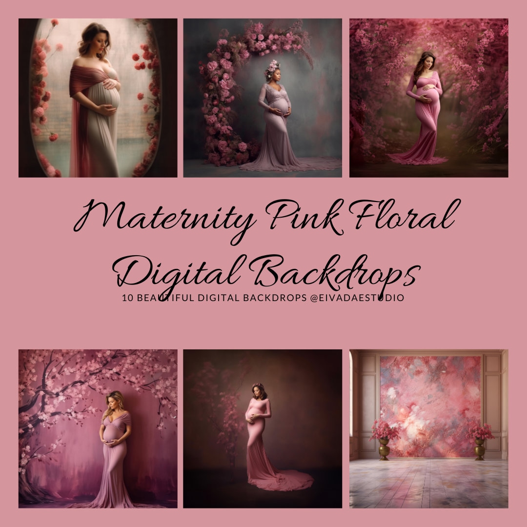 Maternity Digital Backdrops, Bundle Floral Maternity Backdrop Overlays ...