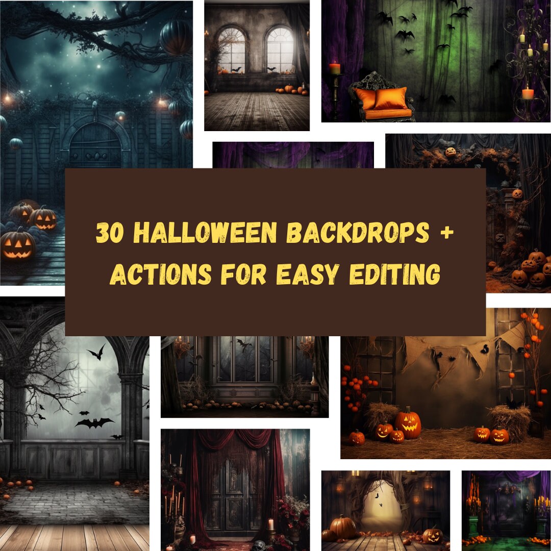 Halloween Digital Backdrops Autumn Spooky Pumpkin Overlay Photoshop ...
